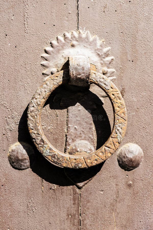 Vintage Iron Handle on Old Door Stock Image - Image of architecture ...
