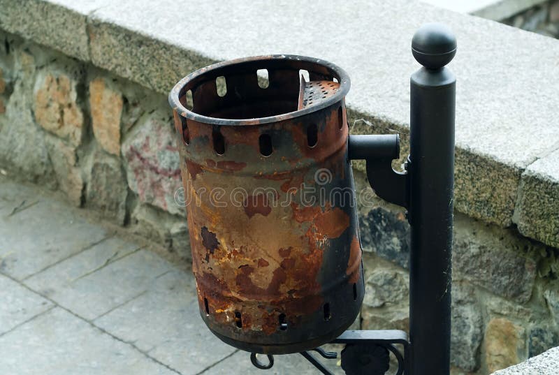 Vintage Iron Trash Can, Concept of Authentic Objects Stock Photo ...
