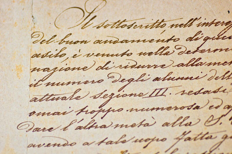 Vintage Italian Handwritten Text Stock Photo - Image of paper, vintage ...