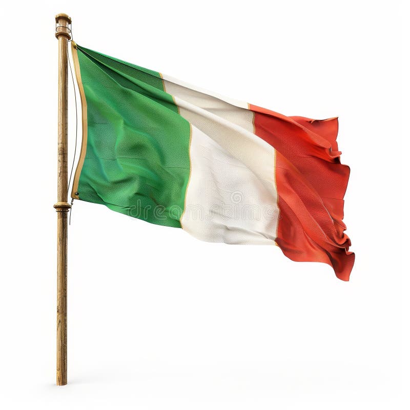 Vintage Italian National Flag on Pole Stock Photo - Image of nation ...