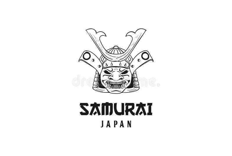 Vintage Japanese Samurai Mask Face Head Logo Design Vector Stock Vector ...