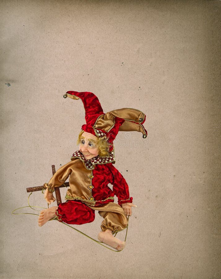 Jester Red Background with Stars and Glitter Spangles. Stock Photo ...