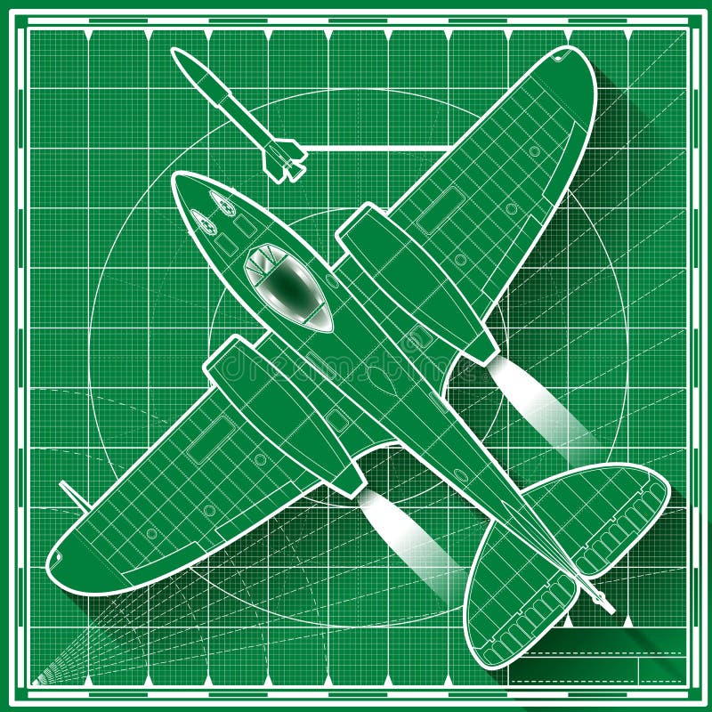Jet Fighter Aircraft Blueprint Stock Illustration - Illustration of ...