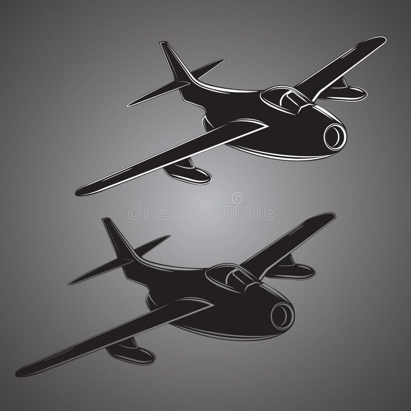 Vintage Jet Fighter Vector Illustration. Old Fighter Plane. Retro War ...