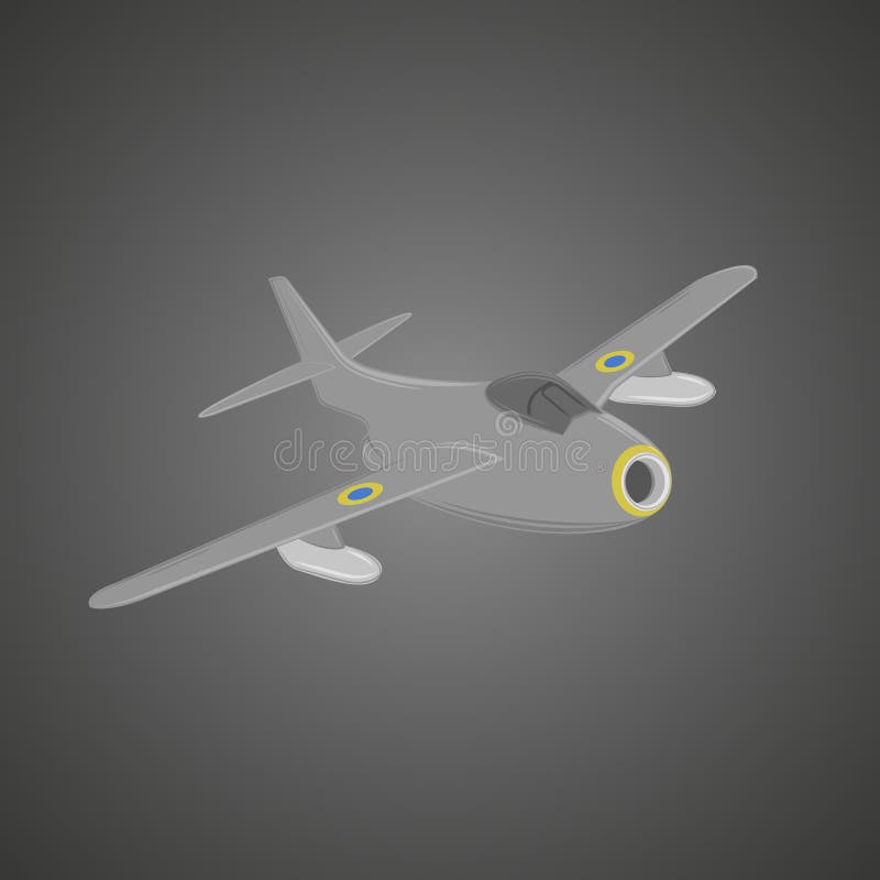 Vintage Jet Fighter Vector Illustration. Old Fighter Plane. Retro War ...