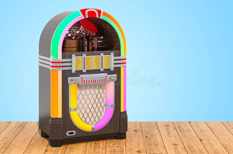 Vintage Jukebox Front View, 3D Rendering Stock Illustration ...