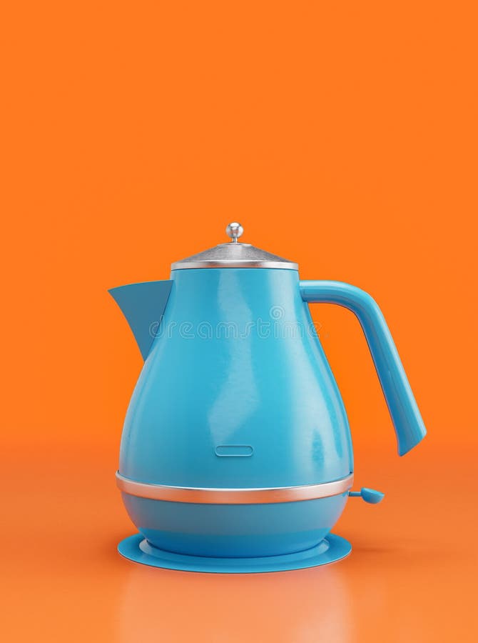 Vintage Kattle Teapot, Retro Kitchen Appliance Front View, 3d Rendering ...