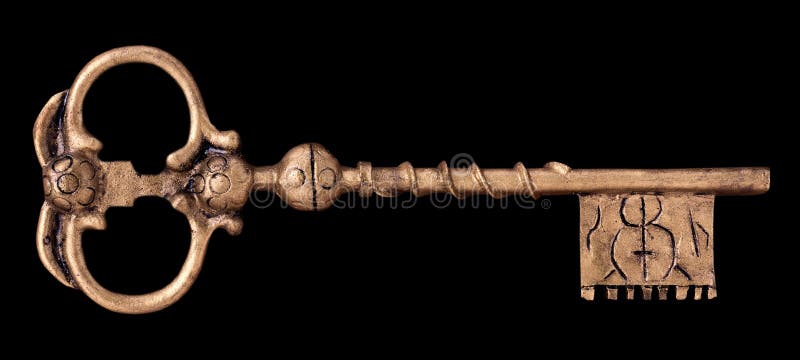 Vintage Key on the Black Background Stock Image - Image of safety ...