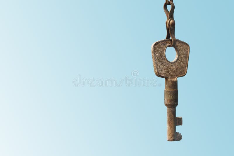 Vintage Key on Blue Background Stock Photo - Image of dirty, close ...