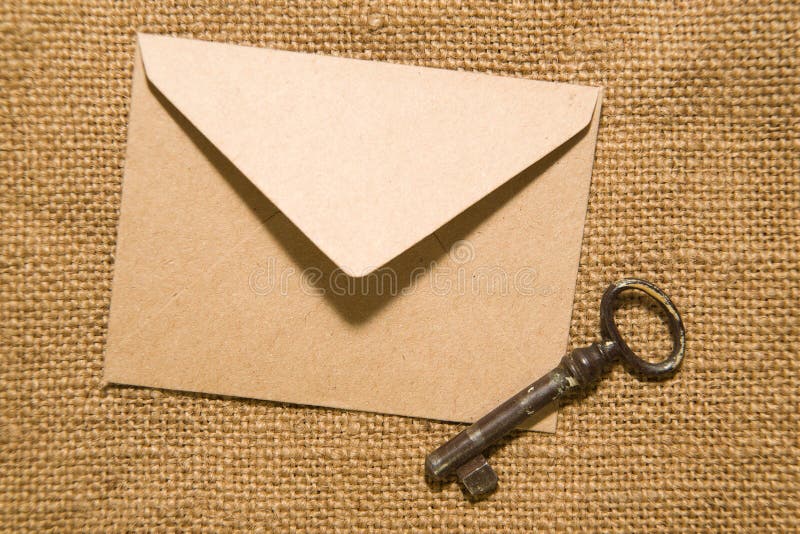 Vintage Key and Envelope on Old Cloth Stock Image - Image of wrapper ...