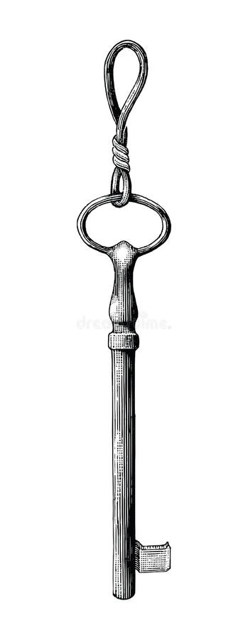 Vintage Key Hand Drawing Engraving Style Stock Vector - Illustration of ...