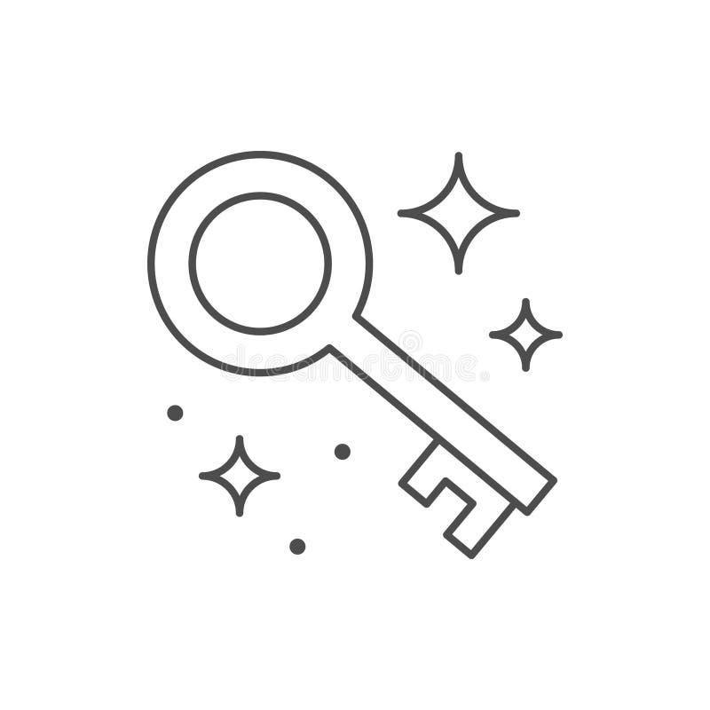 Vintage Key Line Outline Icon Stock Illustration - Illustration of ...