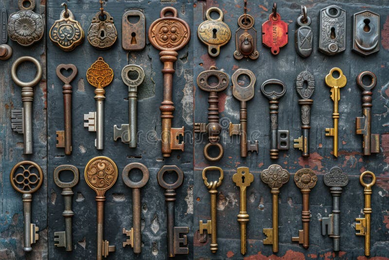 Vintage Key and Lock Seamless Pattern Background Stock Illustration ...