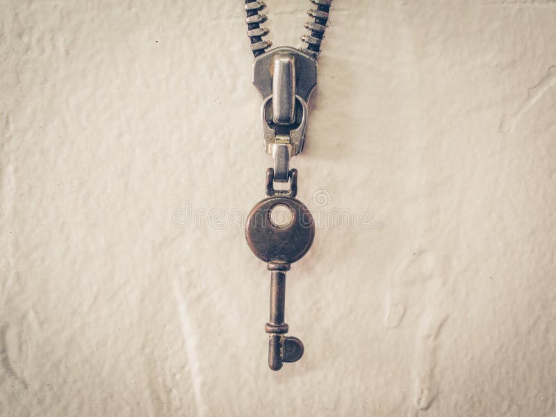 Vintage Key and Metal Zipper Key Chain Stock Image - Image of abstract ...