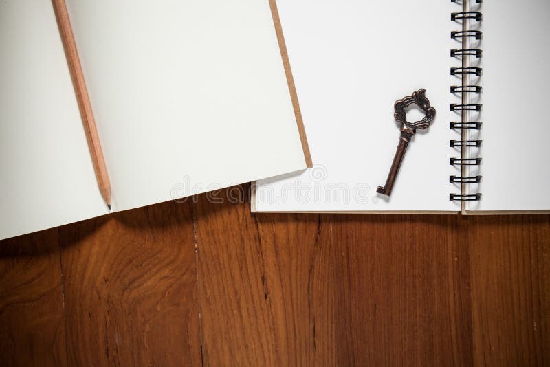 Vintage key with notebook stock image. Image of retro - 64716063