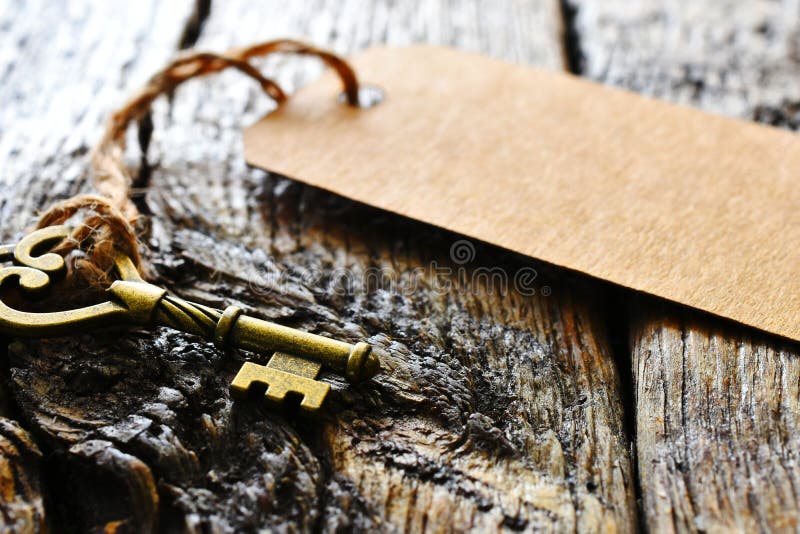 Vintage Key and Paper Label Close Up Stock Photo - Image of rusty ...