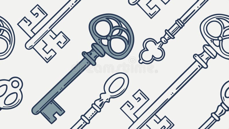 Vintage Key Pattern Background, Antique Design Element Vector Design ...