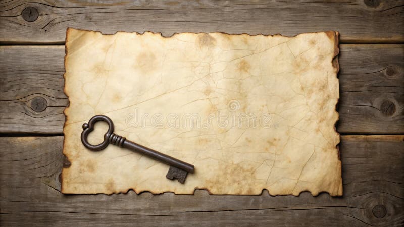 Vintage Key Resting on an Aged Treasure Map Evoking a Sense of ...