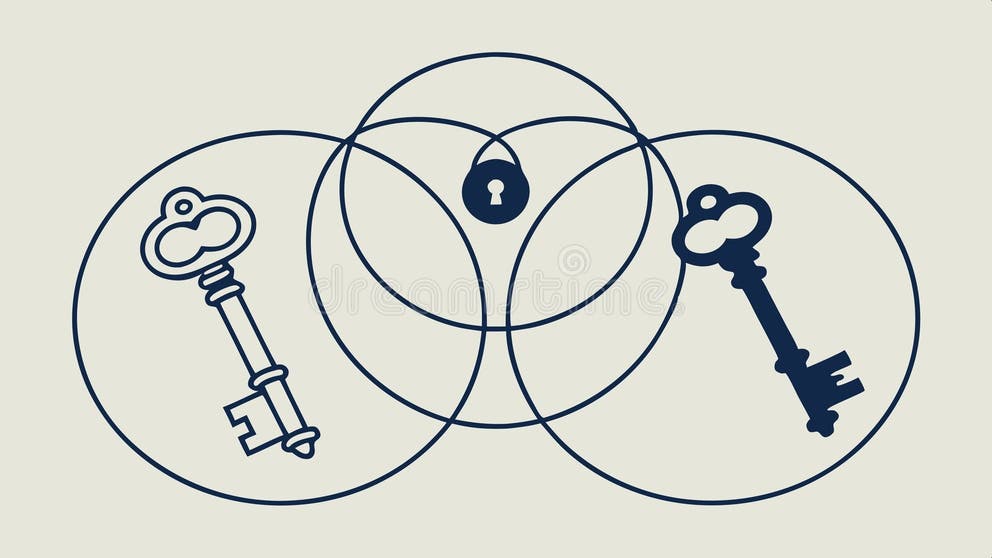 Vintage Keys and Lock Abstract Geometric Pattern Design Element Vector ...