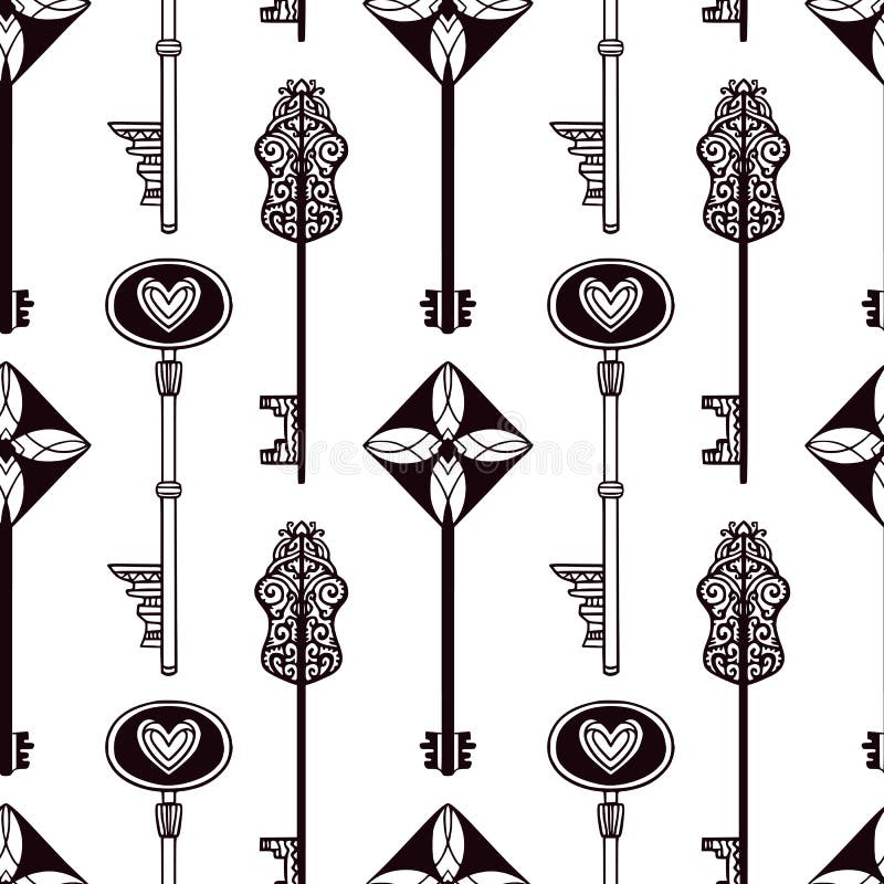 Vintage Keys Pattern. Printable Repeating Design. Stock Vector ...