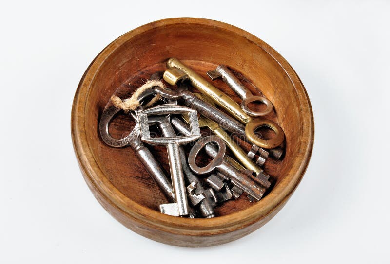 Old Vintage Keys and Locks on Antique Weathered Barn Wood Board Planks ...