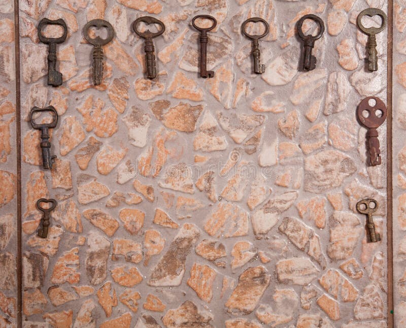 Vintage Keys on the Stone Floor Stock Photo - Image of blank, close ...