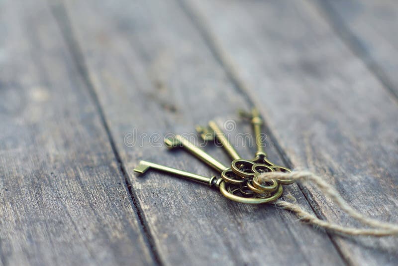 Vintage Keys on Wooden Table Background, Key Concept Stock Image ...