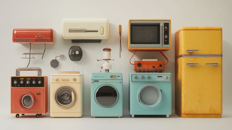 Vintage Kitchen Appliances Showcase with Retro Colors and Designs from ...