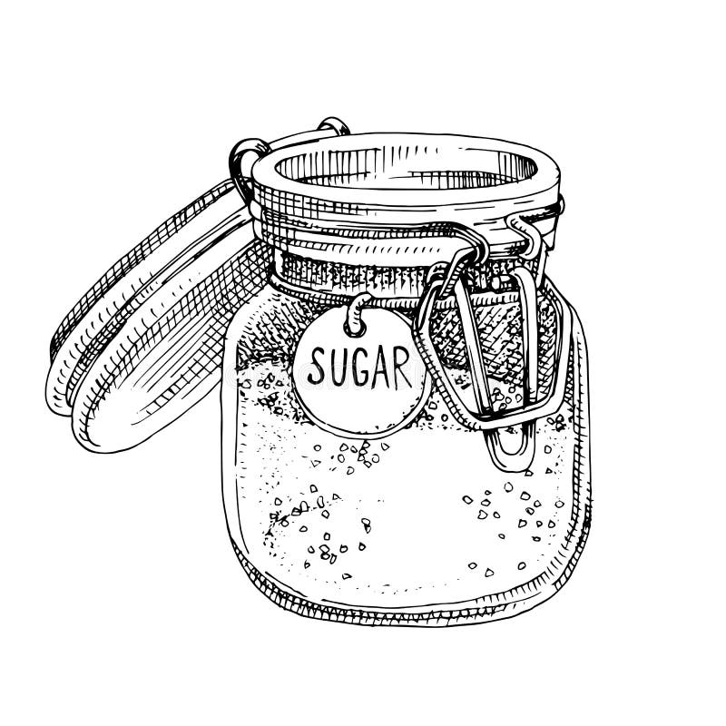 Vintage Kitchen Glass Jars of Sugar Stock Vector - Illustration of ...