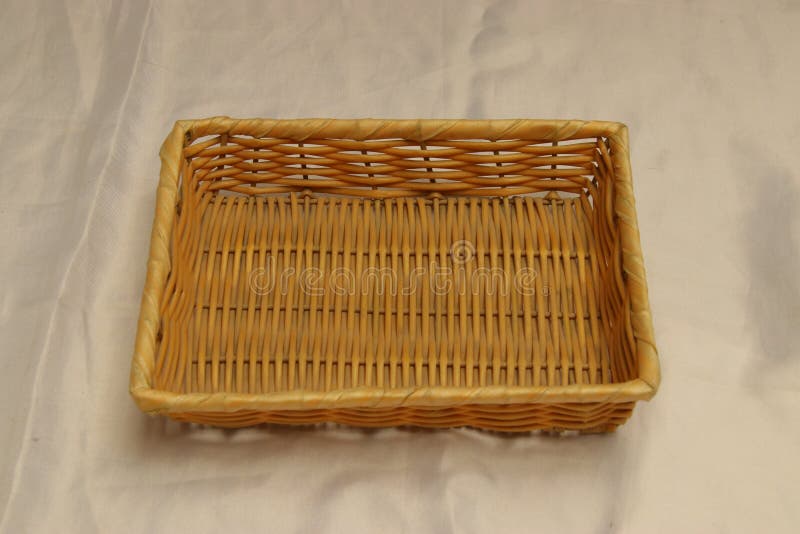 Vintage Kitchen Handmade Wicker Rectangular Bread Basket Isolated Stock ...