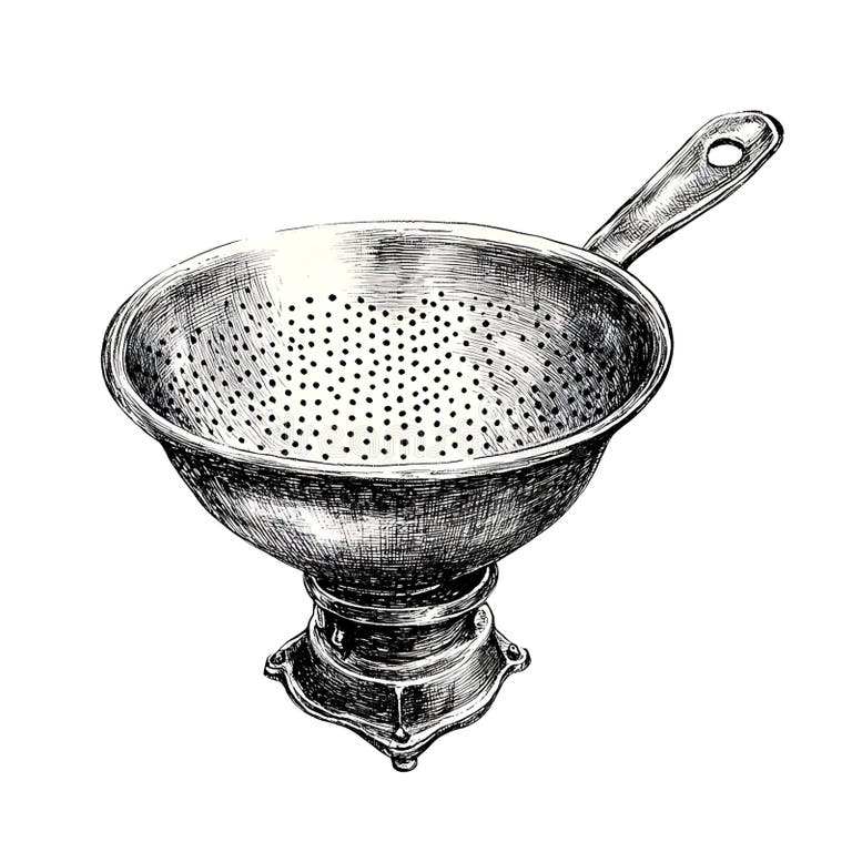 Vintage Kitchen Strainer with Handle and Stand Stock Illustration ...