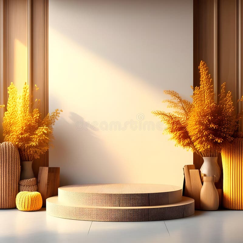 Vintage Knit Podium a Cozy Wooden Stage in Rectangular Design Stock ...