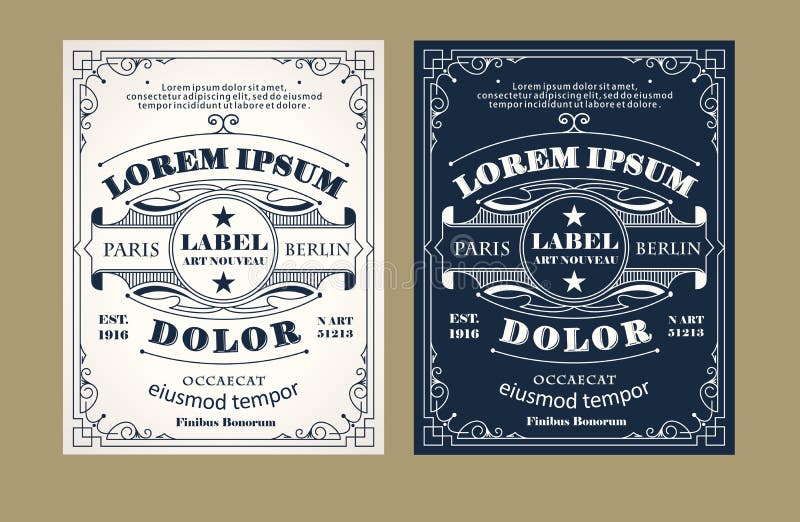 Vintage Label Design Set with an Example of Your Text Stock Vector ...