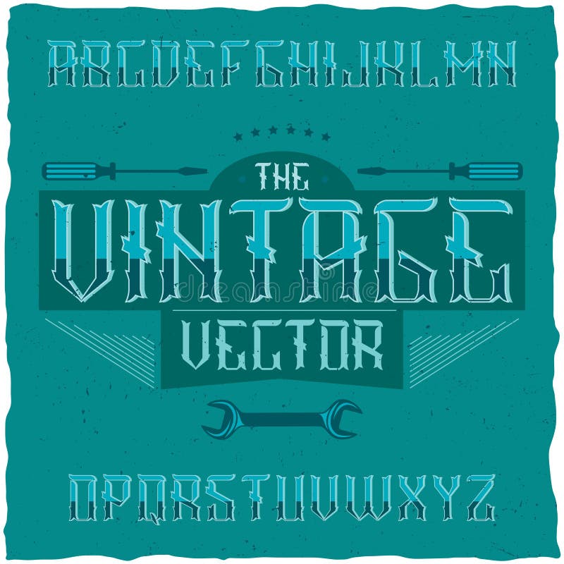 Vintage Label Font with Sample Label Design Stock Vector - Illustration ...