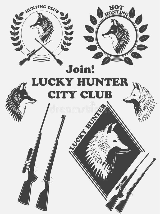 Vintage Label with a Fox, Weapons for Lucky Hunting Club. Vector Stock ...