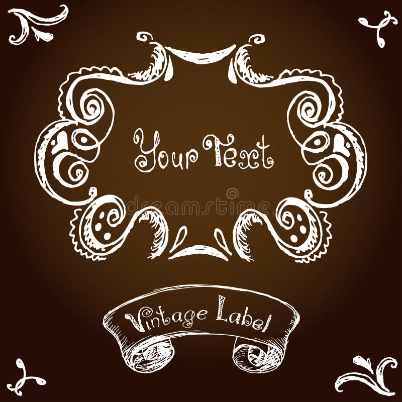 Vintage Label, Hand Drawing Stock Vector - Illustration of black ...