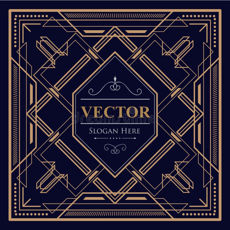 Set of Vintage Linear Thin Line Art Deco Retro Design Geometric Shape ...