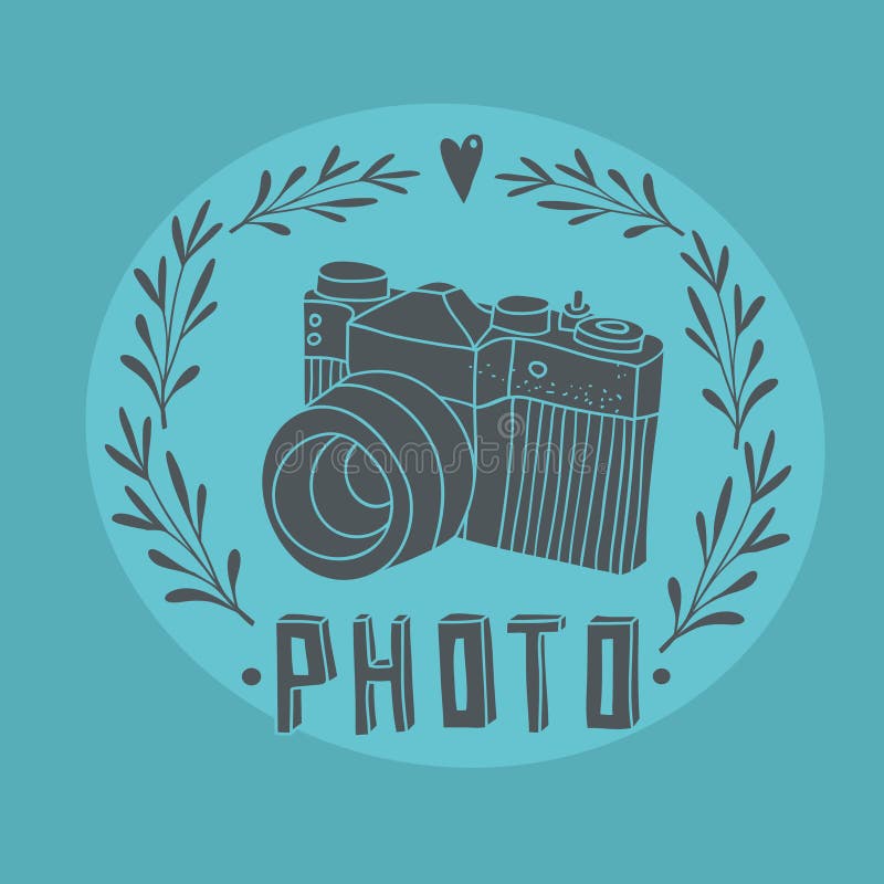 Vintage Label with Photo Camera. Stock Vector - Illustration of camera ...