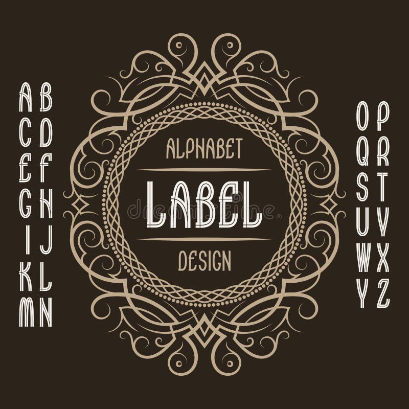 Vintage Label Template in Patterned Frame. Isolated Logo Design ...