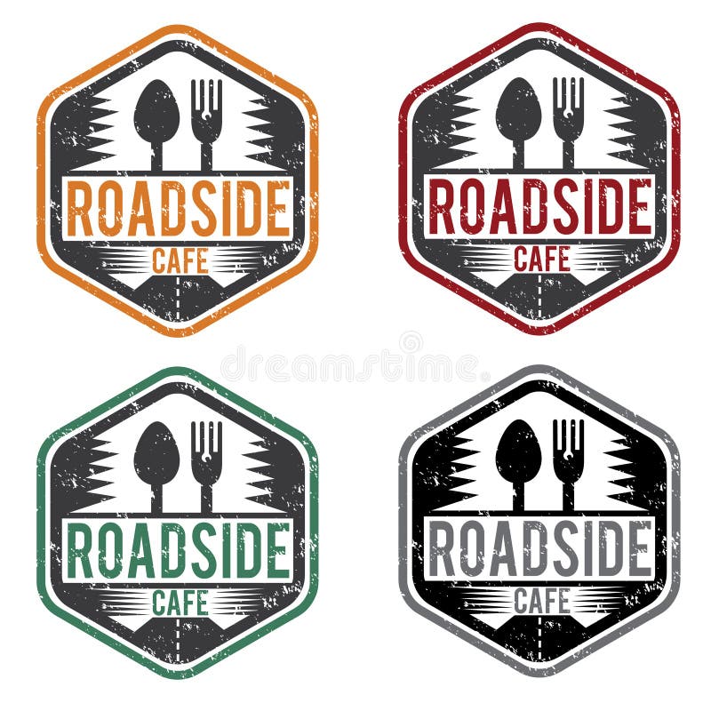 Vintage Label with Text Roadside Cafe Stock Vector - Illustration of ...