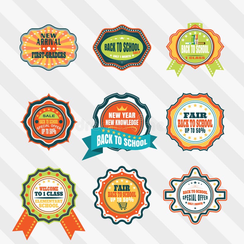Vintage Labels for Back To School Vector Set. Stock Vector ...