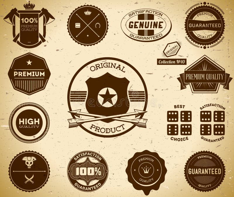 Vintage Labels. Collection 10 Stock Vector - Illustration of round ...