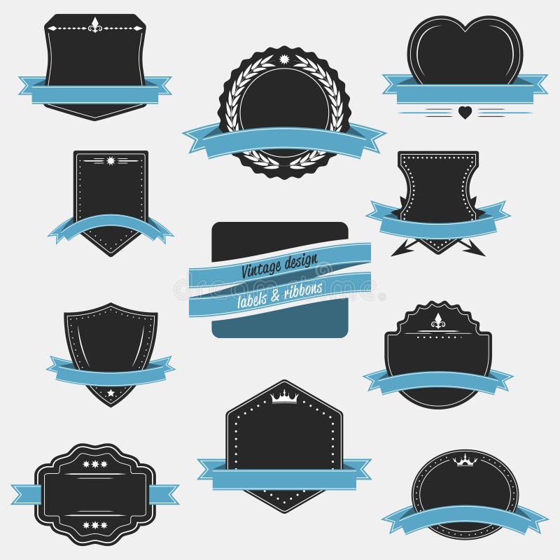 Vintage Labels and Ribbons. Retro Style Design. Stock Vector ...