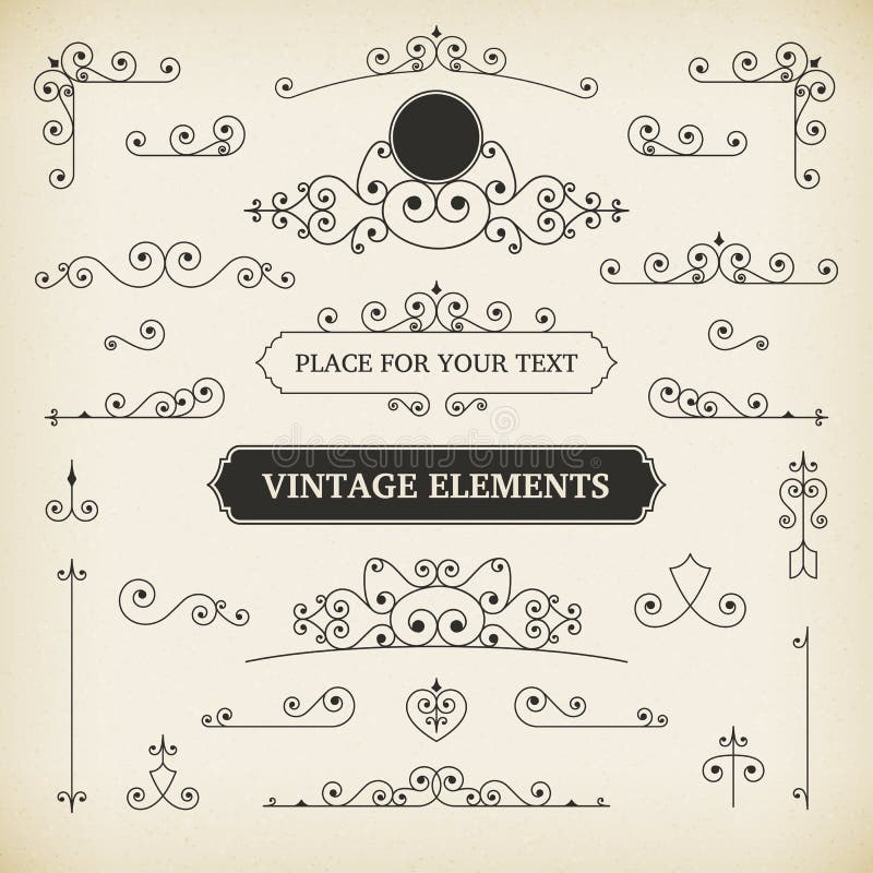 Vintage Labels and Scroll Elements Stock Vector - Illustration of ...