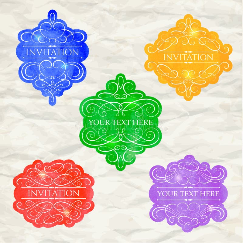 Vintage Labels Set, Colorful Frames, Design Stock Vector - Illustration ...