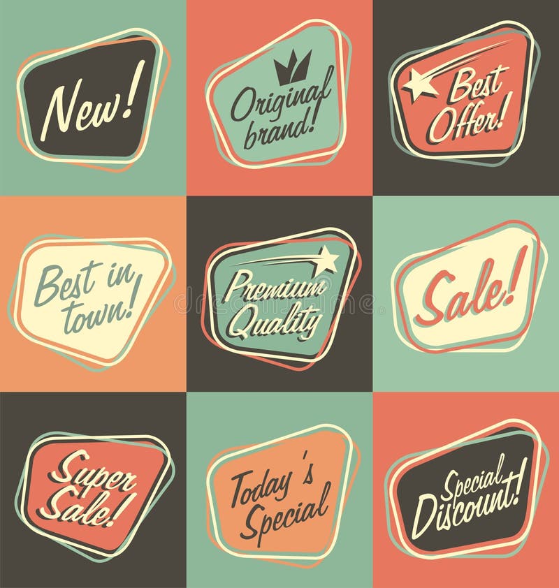 Set of Retro Design Elements Stock Vector - Illustration of 1950s ...