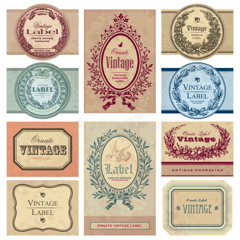 Vintage Labels Set (vector) Stock Vector - Illustration of engraving ...