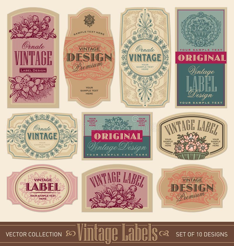 Vintage Labels Set (vector) Stock Vector - Illustration of engraving ...