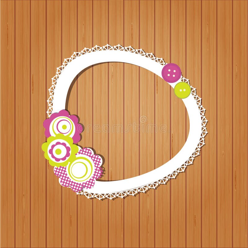 Vintage, Lace, Floral, Frame on Wooden Stock Vector - Illustration of ...