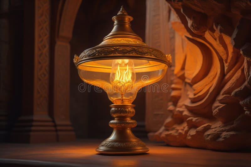 Vintage Lamp in the Interior of a Buddhist Temple, Close Up. Generative ...
